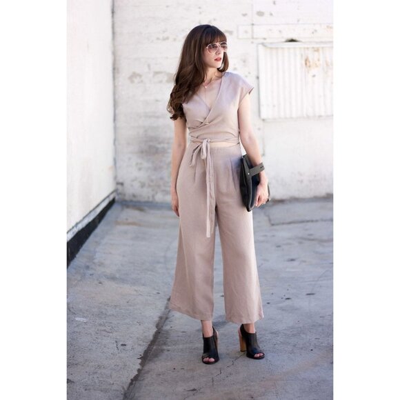 Wilfred | Pants & Jumpsuits | Wilfred Brax Linen Jumpsuit Beige Size 2 ...